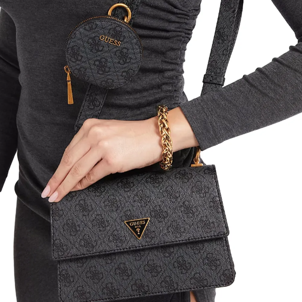 Sac bandoulière femme Guess Mini alexie logo 4g Noir - ZESHOES